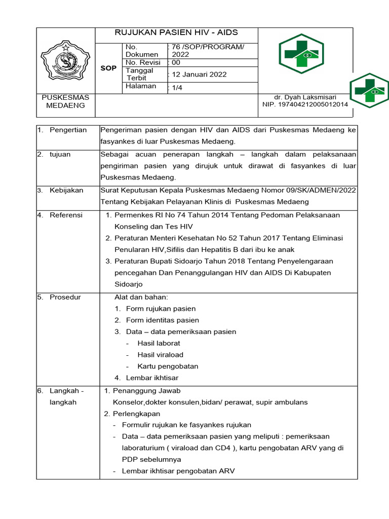 Prosedur Rujukan Pasien HIV-AIDS | PDF