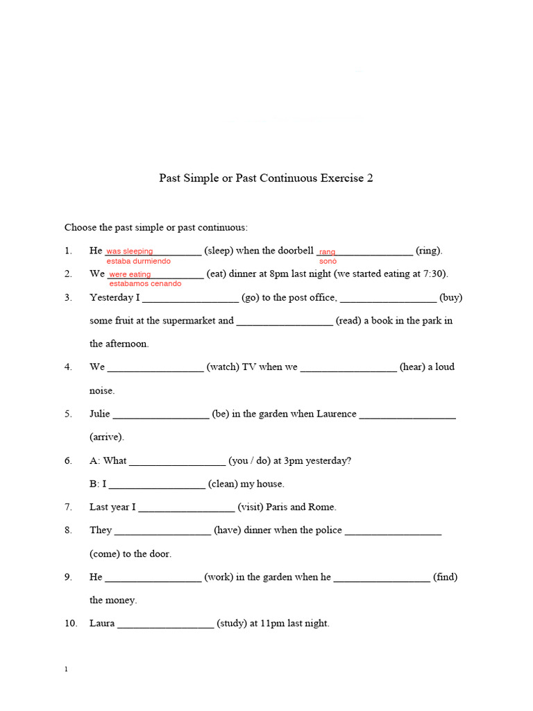 Past Simple or Past Continuous 2 | PDF | Language Arts & Discipline