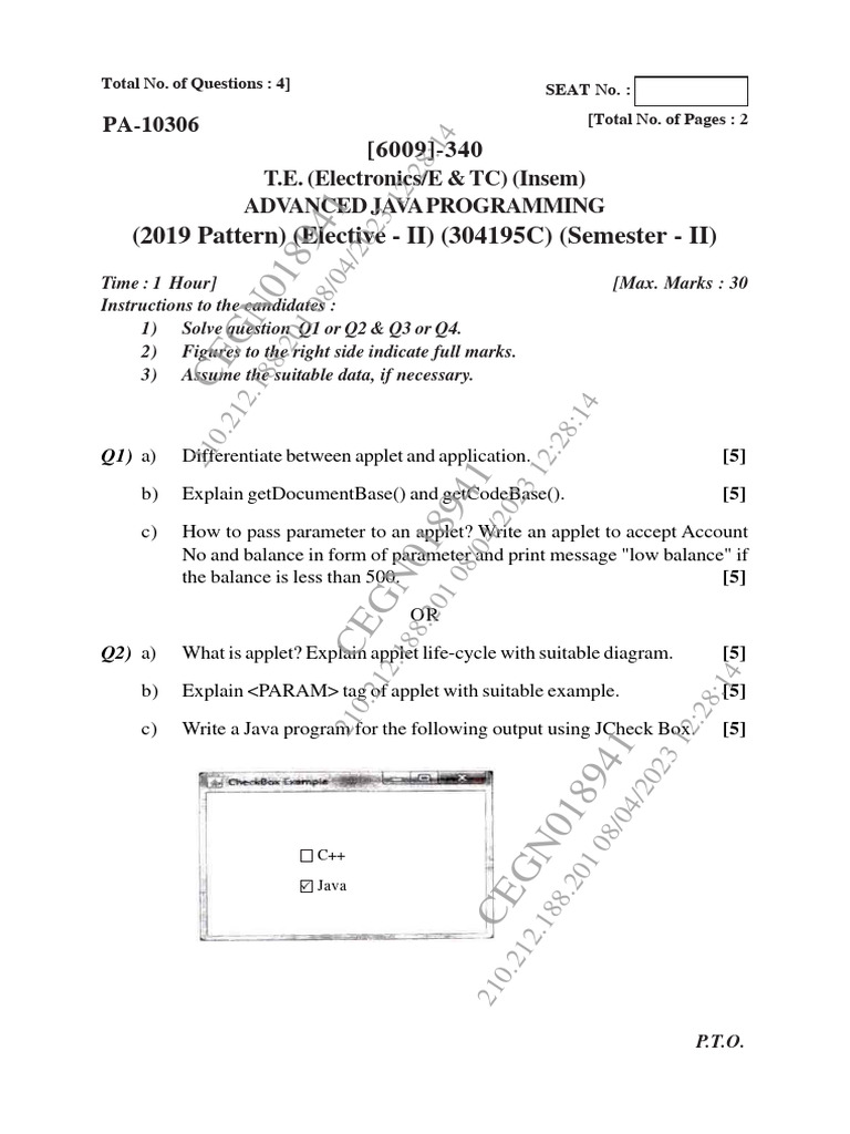 Te Etc - 1 Advanced Java Programming | PDF | Computing Te Etc - 1 Advanced Java Programming | PDF | Computing
