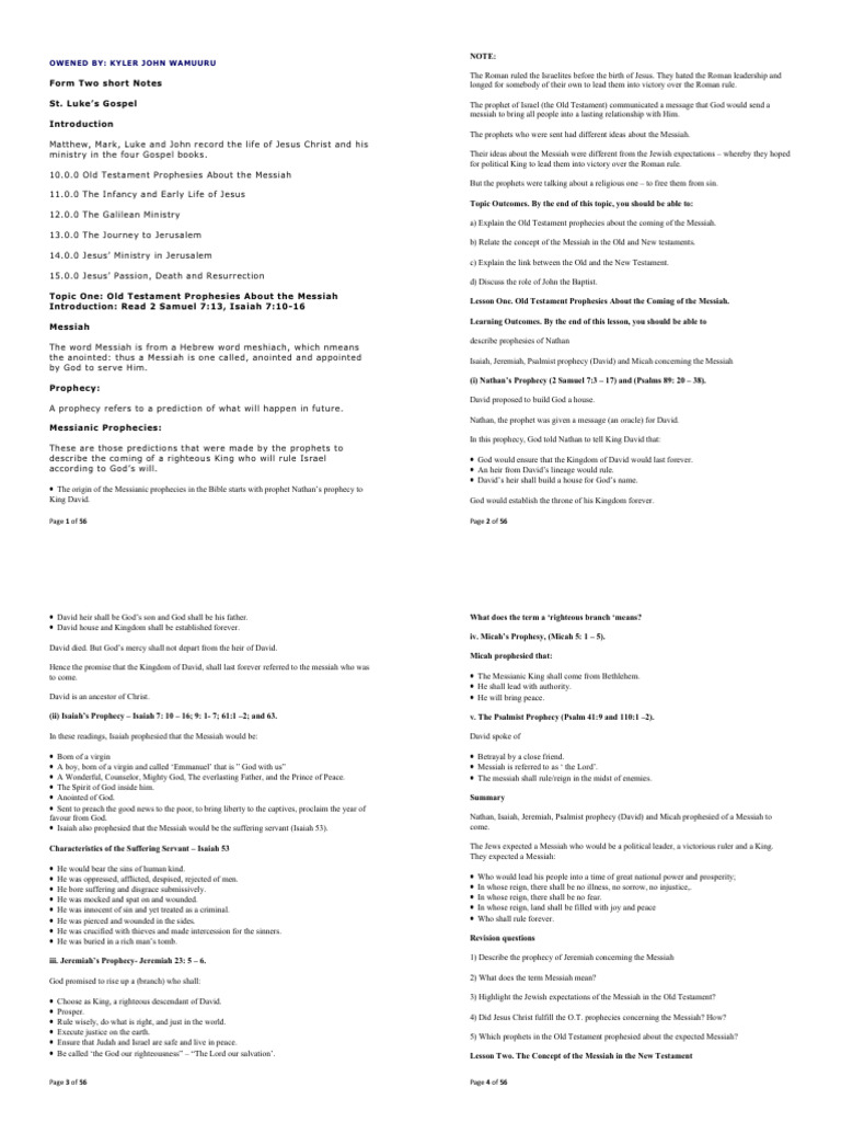 Cre Notes Term 2 | PDF | Jesus | John The Baptist