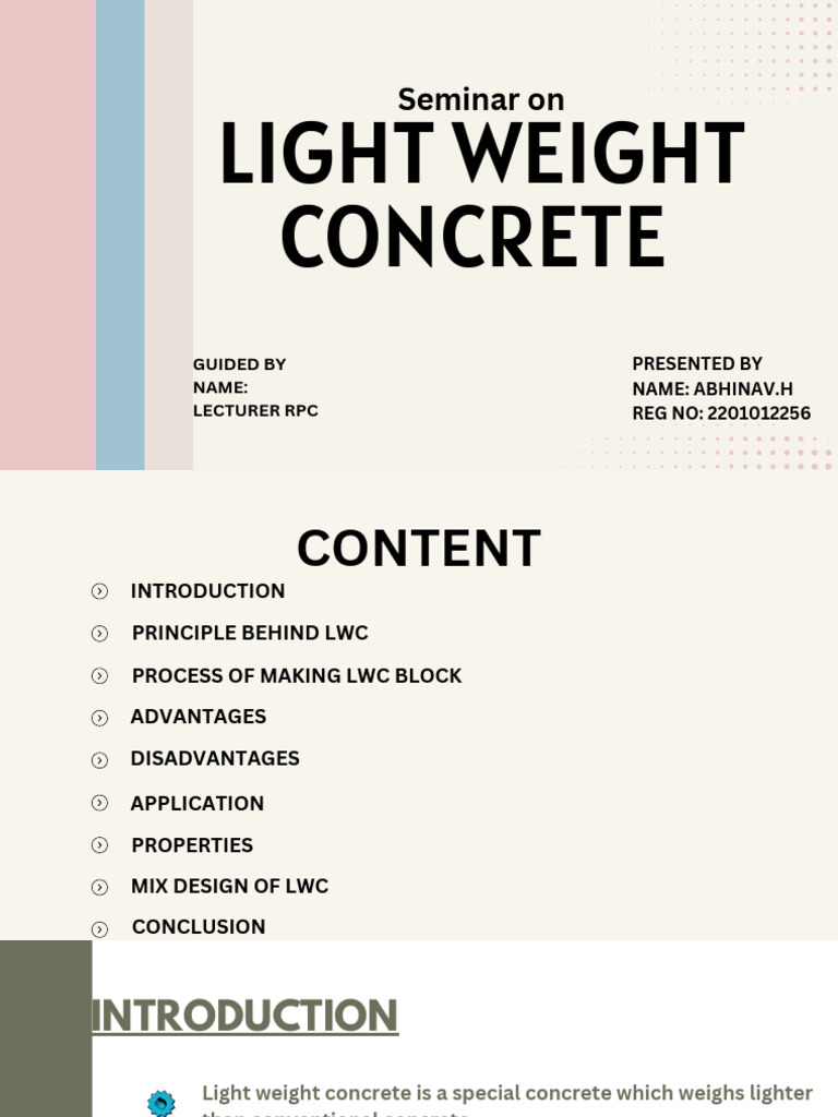 Lightweight Concrete Seminar | PDF | Concrete | Construction Aggregate