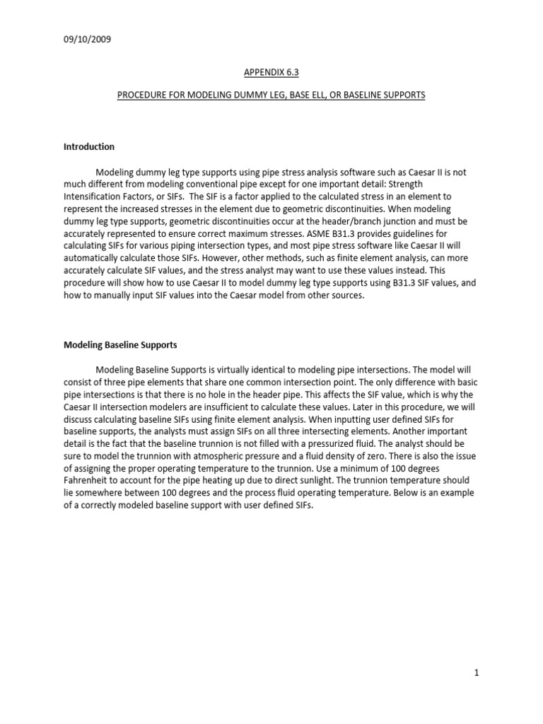 Appx 6.3 Procedure For Modeling Dummy Leg, Base Ell, or Baseline ...