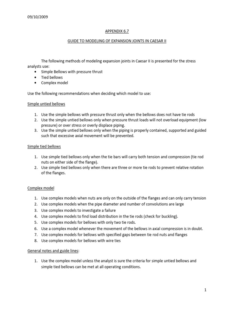 Appx 6.7 Guide To Modeling of Expansion Joints in Caesar Ii | PDF ...