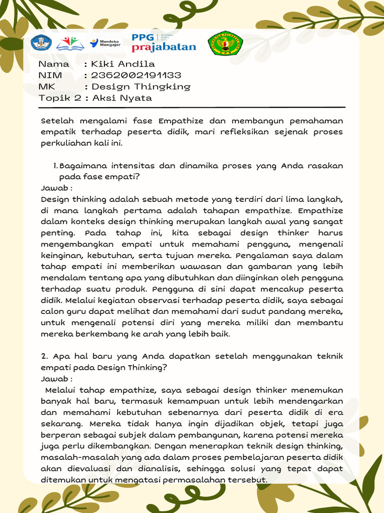 Refleksi Empati dalam Design Thinking | PDF