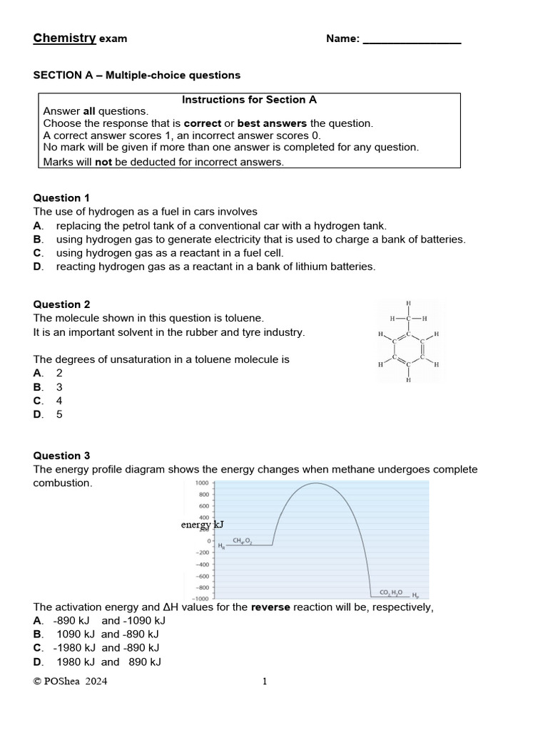 chemistry_2024_exam | PDF | Redox | Ethanol