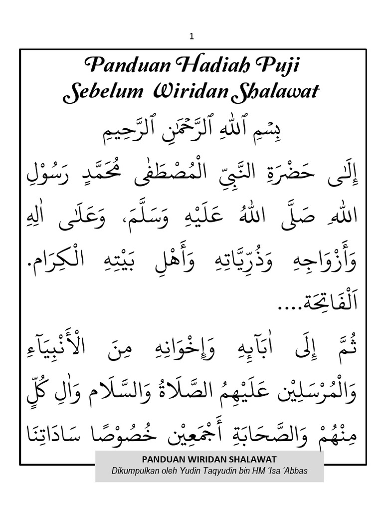 Panduan Wiridan Sholawat | PDF