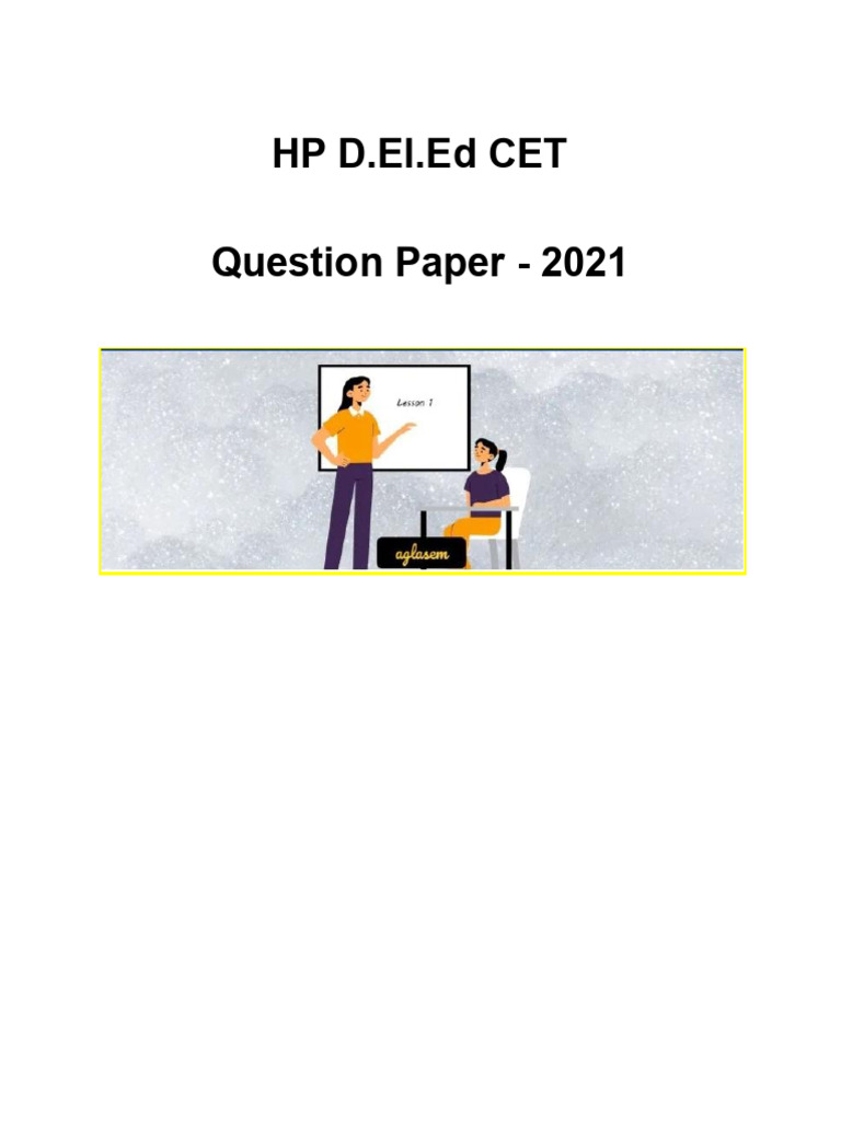HP D.El - Ed Cet Question Paper - 2021 | PDF
