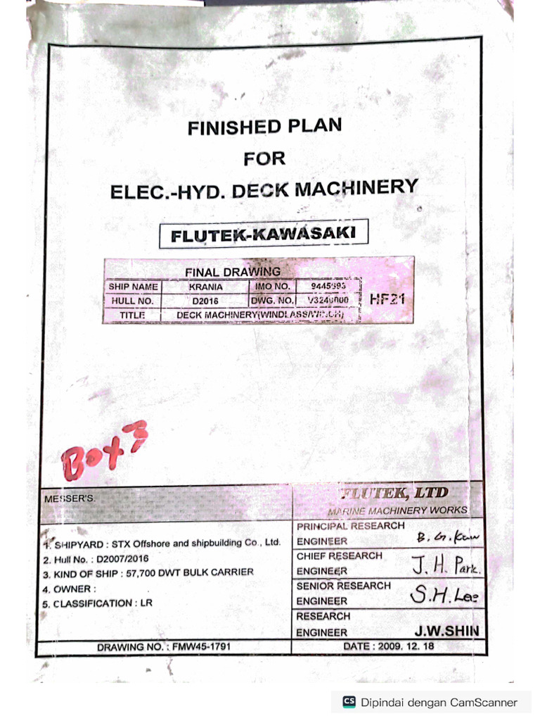 Finished Plan For Elec Hyd - Deck Machinery | PDF