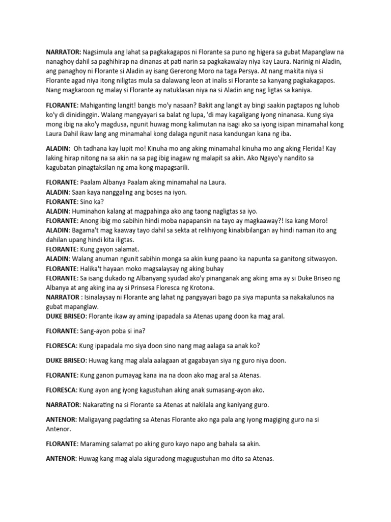 FLORANTE-AT-LAURA-SCRIPT-2 | PDF