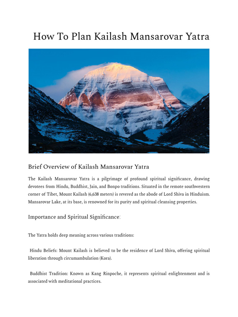 How To Plan Kailash Mansarovar Yatra | PDF