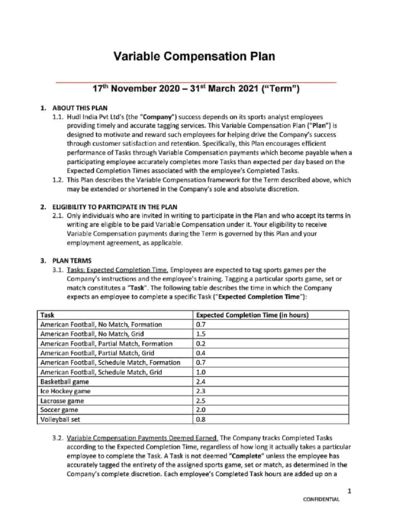 Variable Compensation Plan | PDF | Employment | Salary