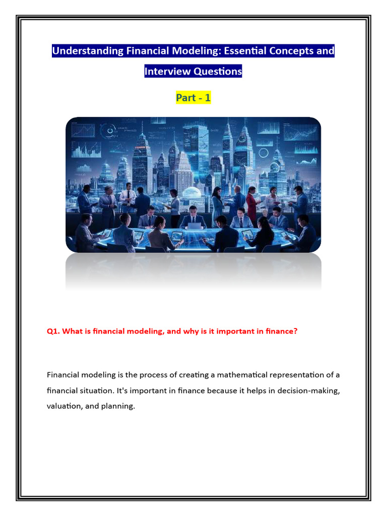 Part 1 - Financial Modeling Interview Questions You Need | PDF ...