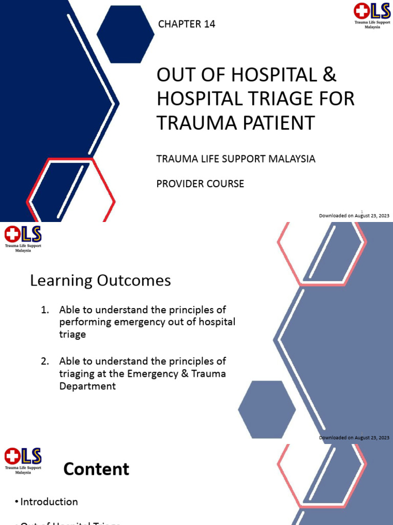 TLSM Chapter 14 - Out of Hospital Triage For Trauma | PDF | Emergency ...