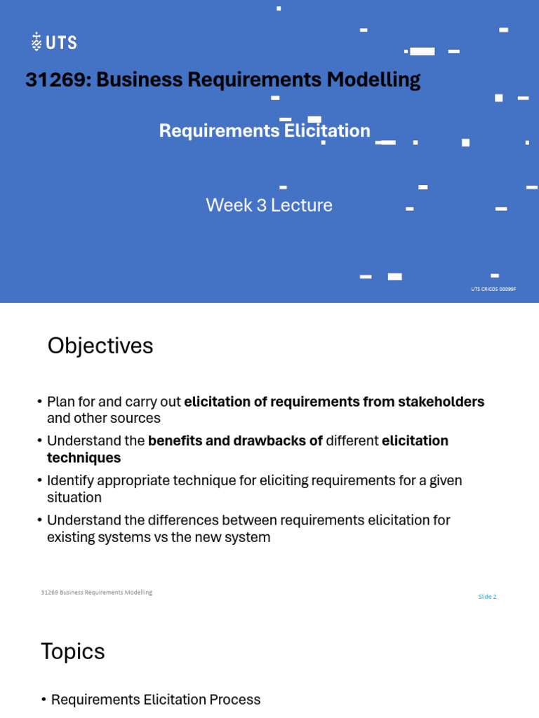 Week 3 Requirements Elicitation Techniques V4 | PDF | User Interface | Survey Methodology