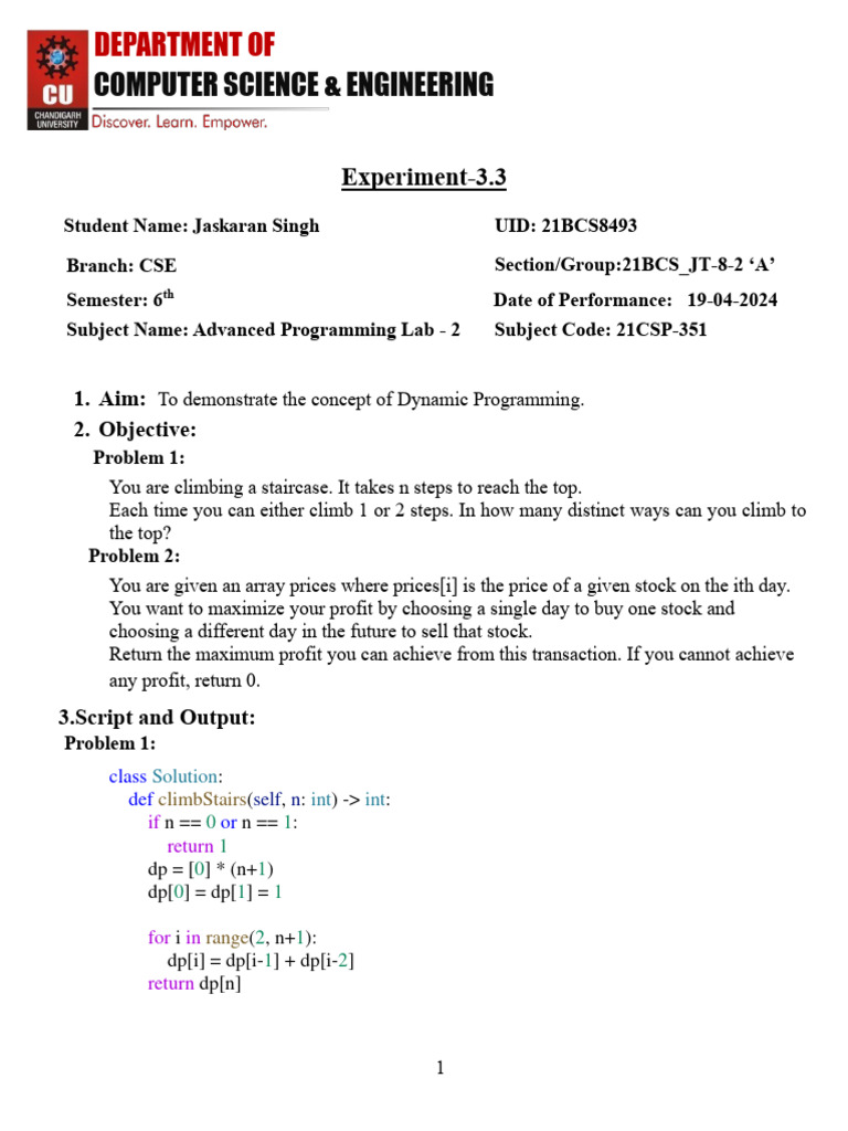 Dynamic Programming Lab Tasks | PDF | Teaching Methods & Materials | Computers