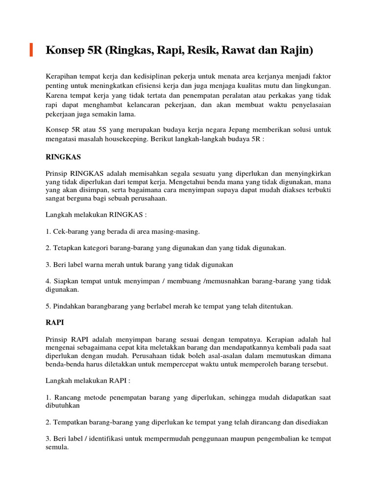 Konsep 5R Materi Safety Talk | PDF