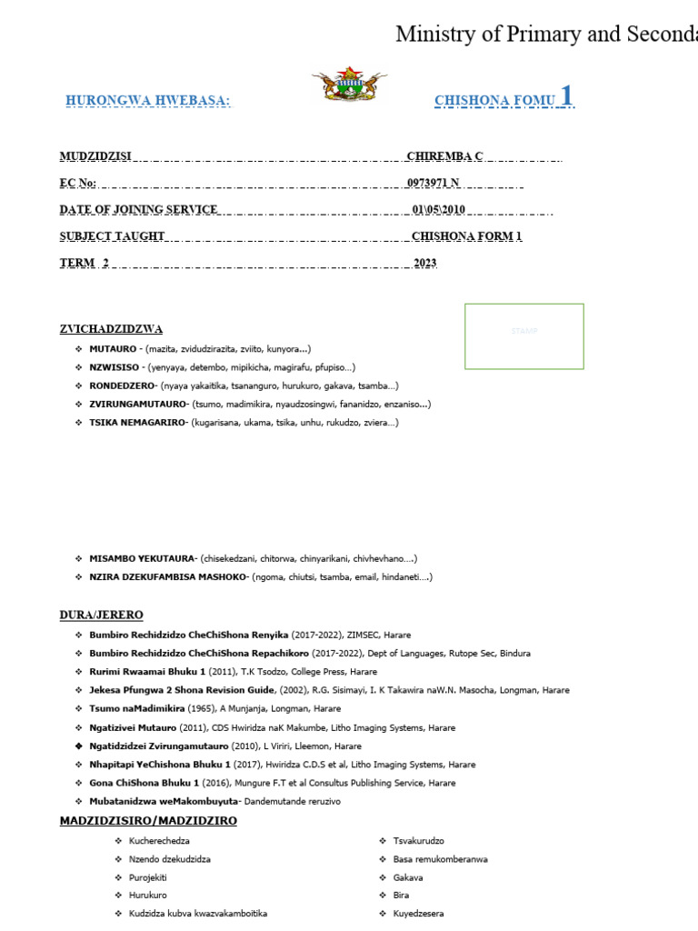 Shona Form 1 Curriculum Overview | PDF | Freedom Of Expression Law | Bantu