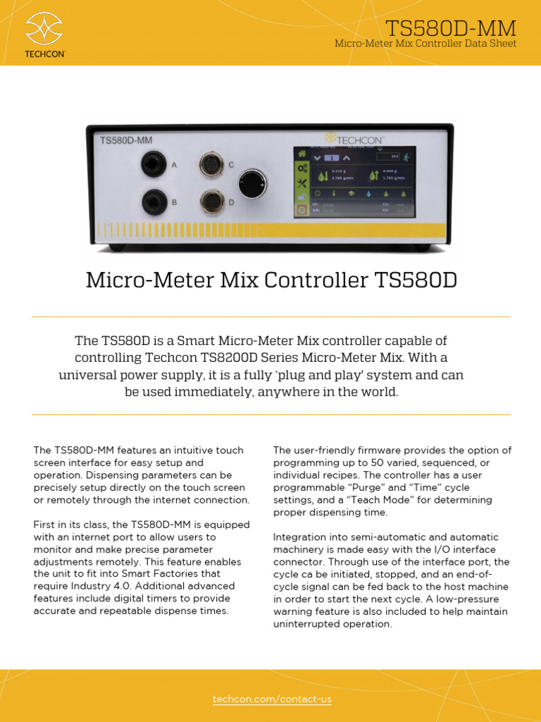 Techcon TS580D MM Controller Data Sheet en | PDF | Power Supply | User ...