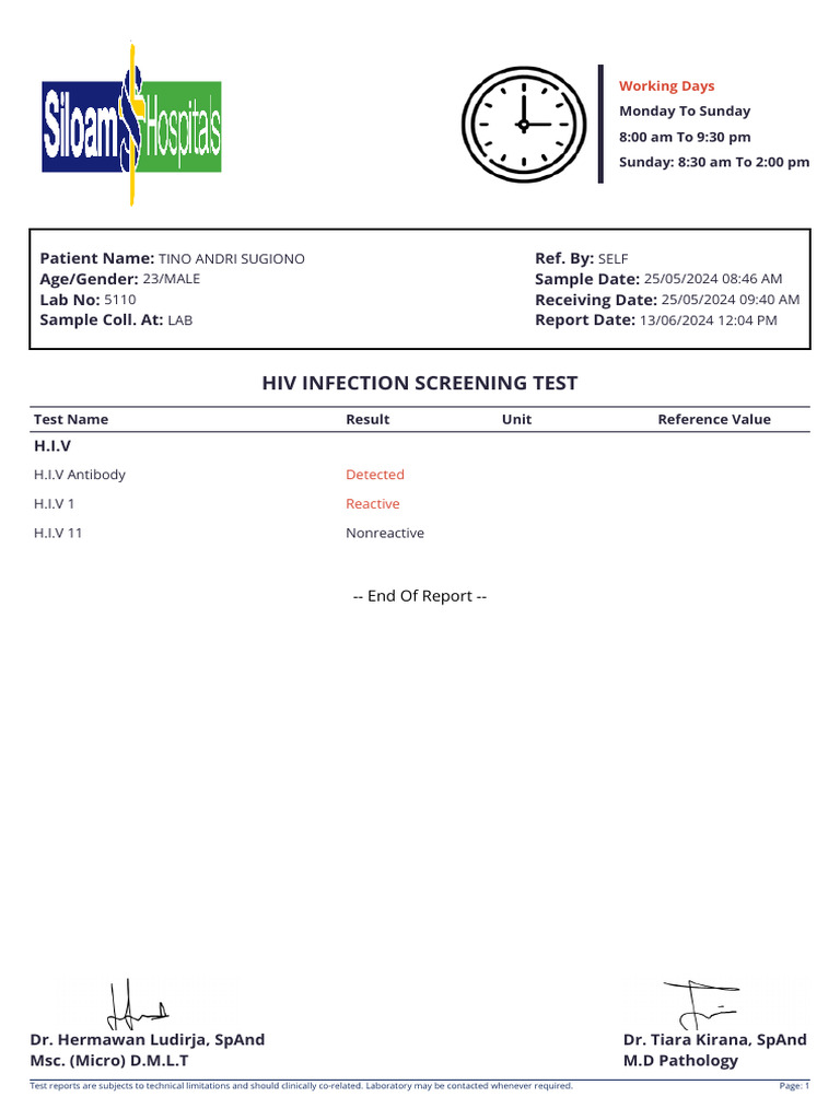 Hiv Infection Screening Test Tino Andri Sugiono 1719893252886 | PDF
