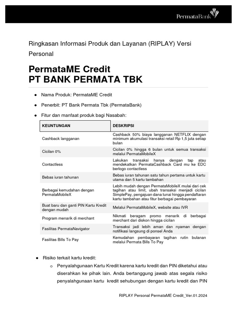 RIPLAY Personal PermataME Credit - Ver.01.2024 - 5 | PDF