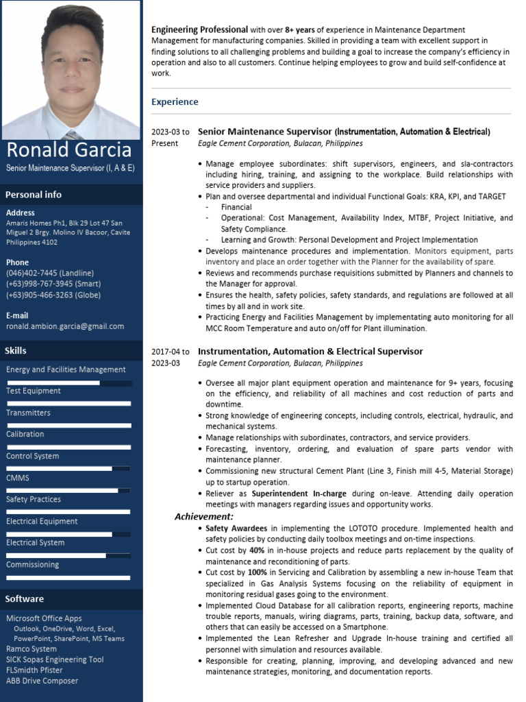 Resume Ronald Garcia | PDF | Reliability Engineering | Engineering