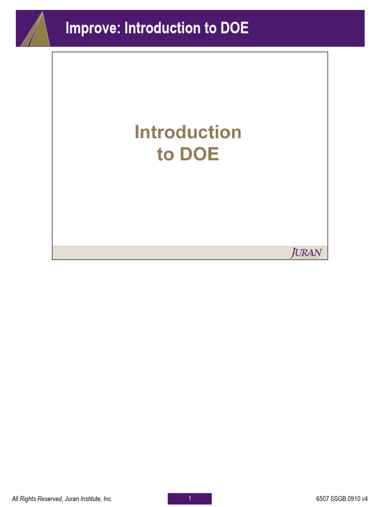 07b I-IntroDOE6507GBMfgv4 | PDF | Experiment | Analysis Of Variance