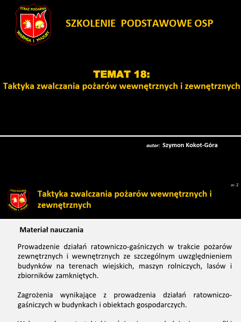 T18 Taktyka Zwalczania Pozarow Wewnetrznych | PDF