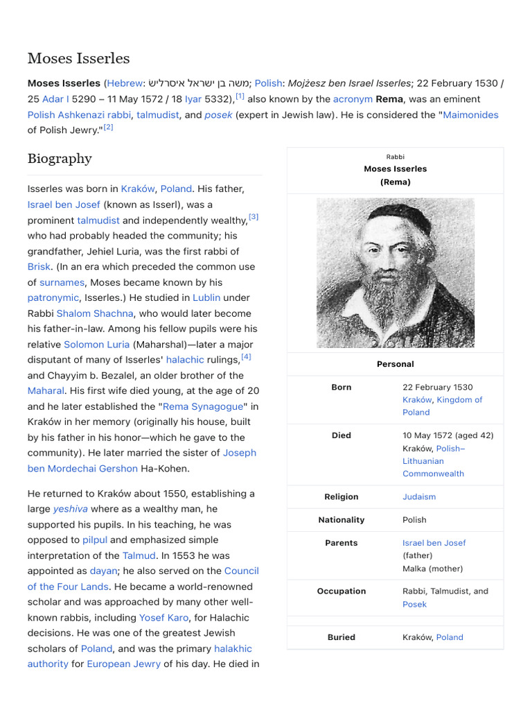 Moses Isserles | PDF | Jewish Law And Rituals | Jewish Texts