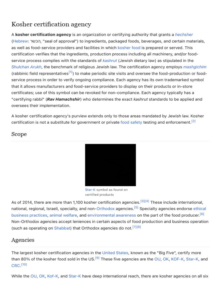 Kosher Certification Agency | PDF | Jewish Law | Jewish Law And Rituals