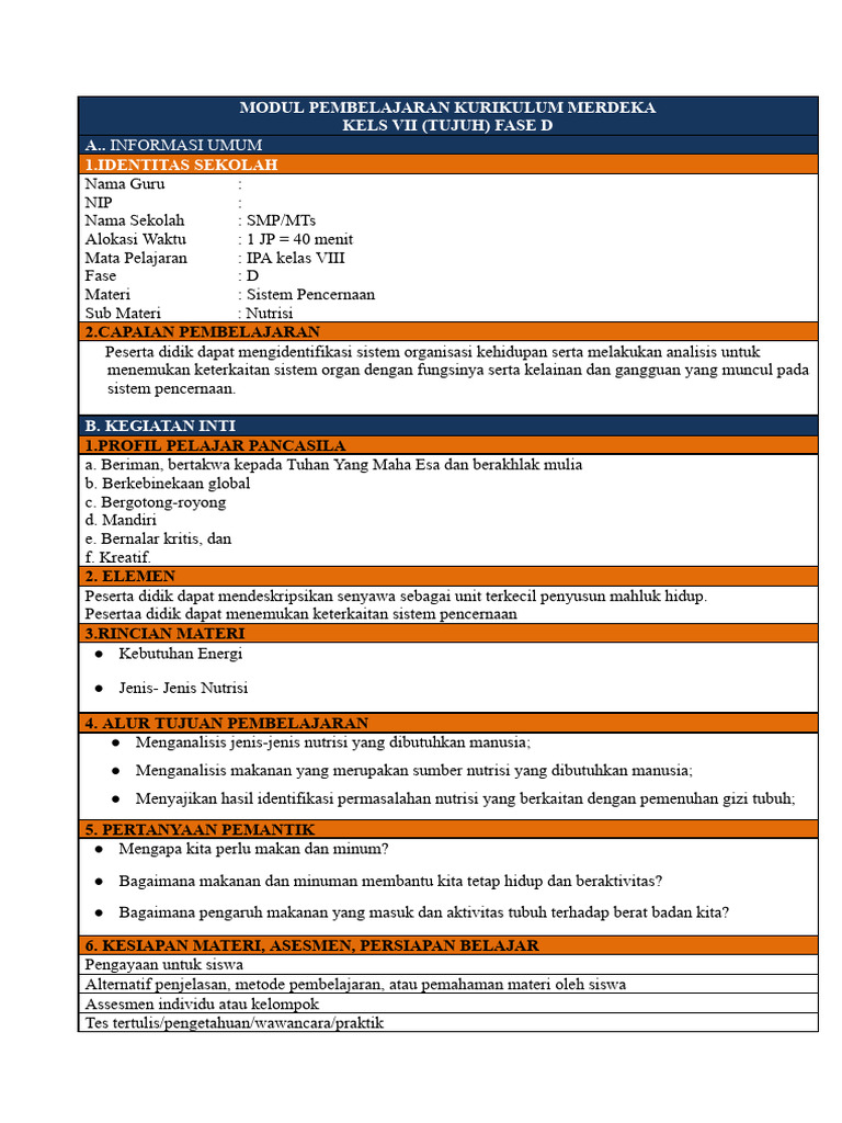 Rencana Tindak Lanjut (Modul Ajar) | PDF