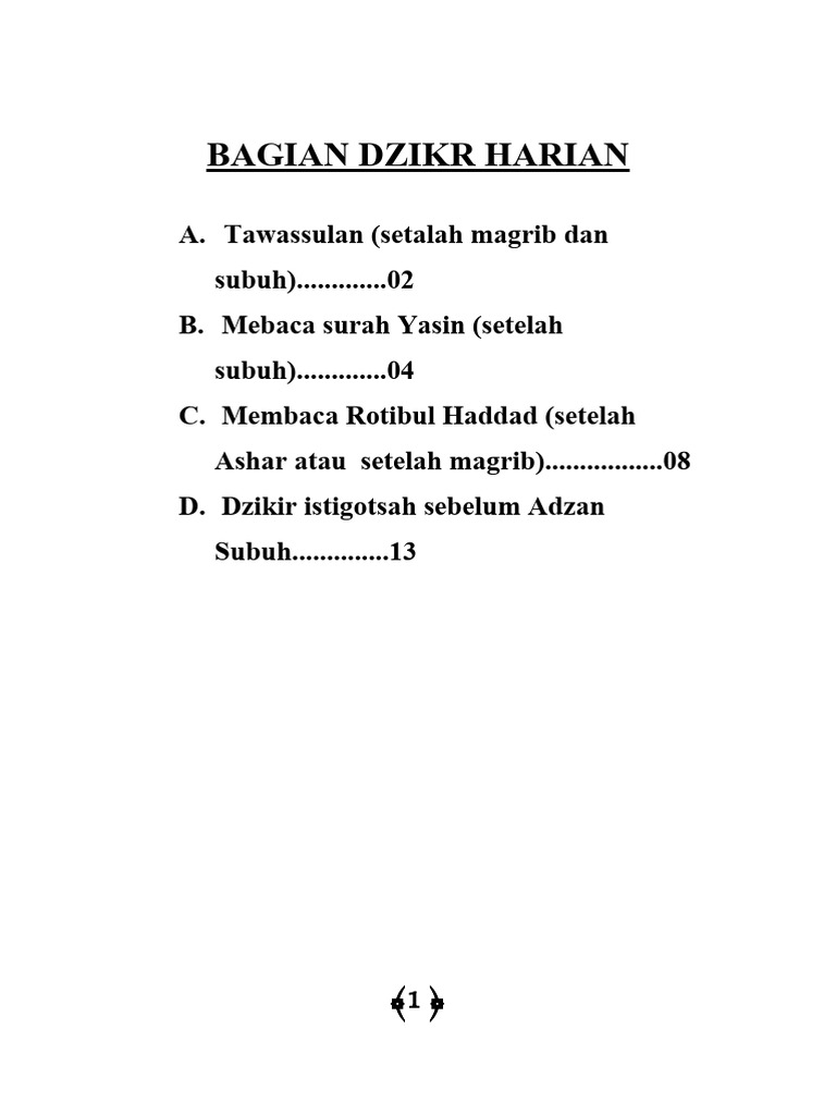 Bagian Dzikr Harian | PDF