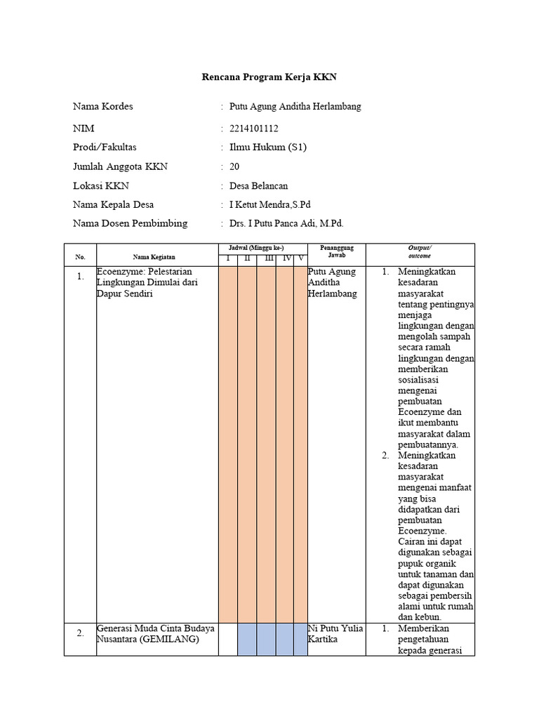 Lembar Pengesahan Program Kuliah Kerja Nyata | PDF