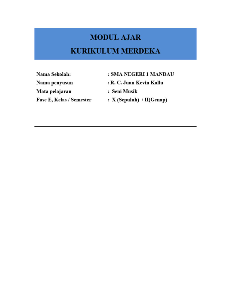 MODUL AJAR Teori Musik (Nada Kres dan Mol) | PDF