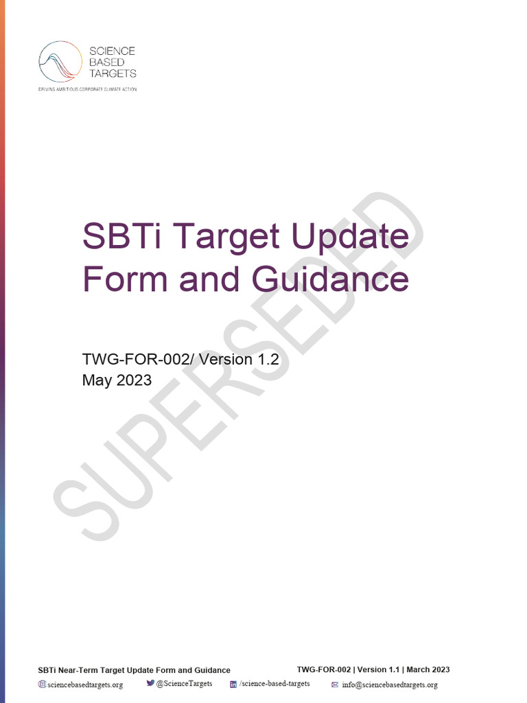 SBTi Target Update Form and Guidance | PDF