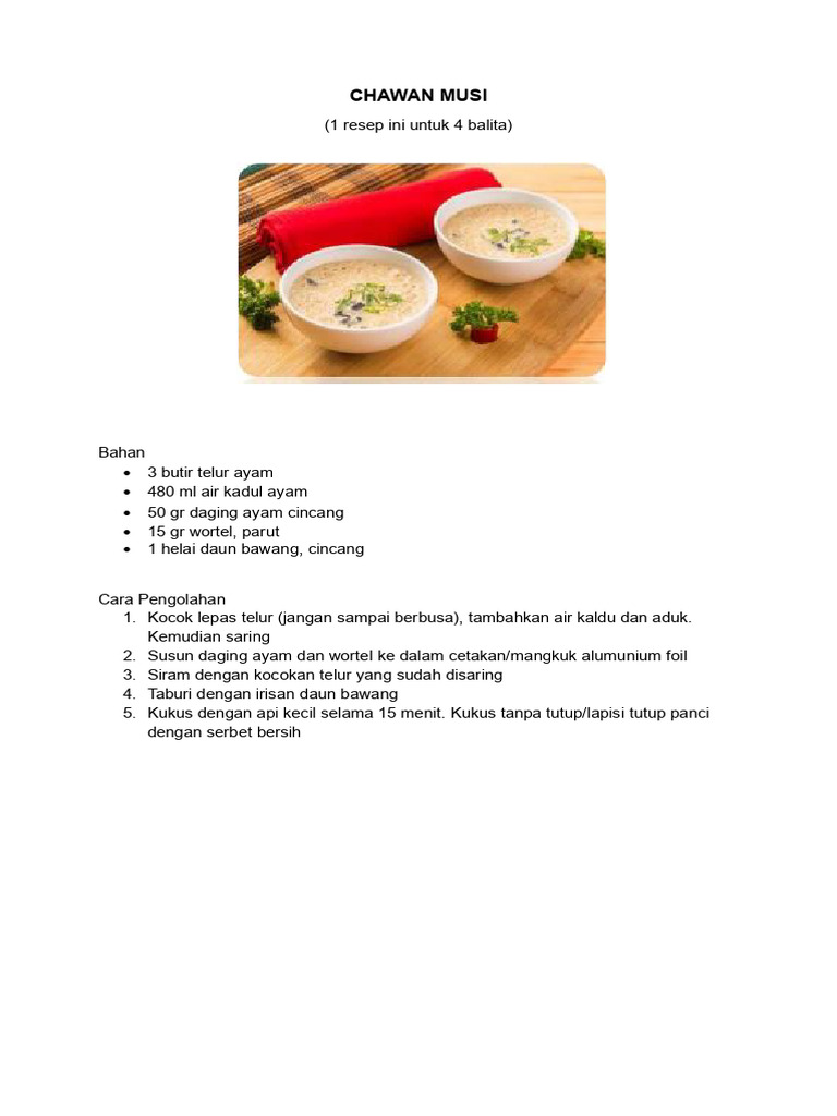 Resep PMT Sehat untuk Balita | PDF | Memasak, Makanan, & Anggur ...