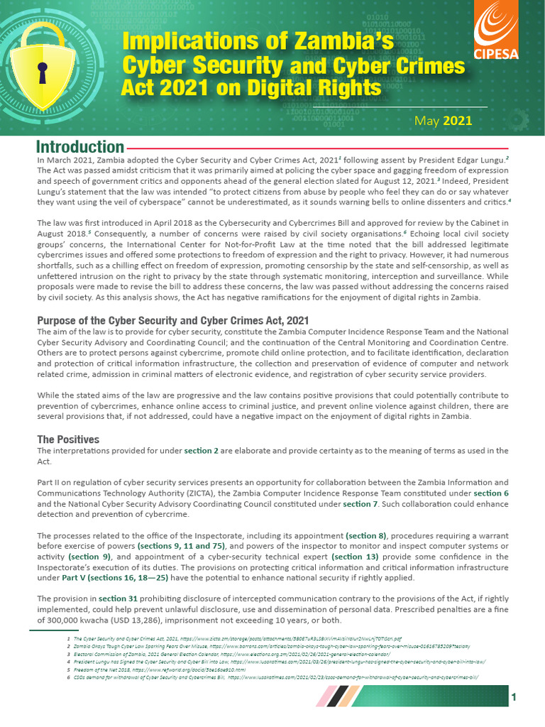 Zambia's Cyber Crimes Act 2021 Impact | PDF | Security | Computer Security