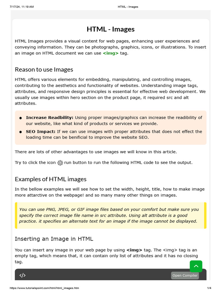 16 HTML - Images | Download Free PDF | Html Element | Html