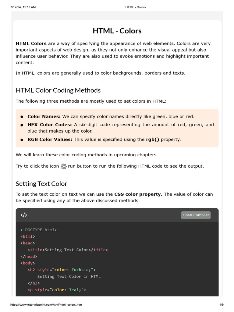 15 HTML - Colors | PDF | Html | Image Processing