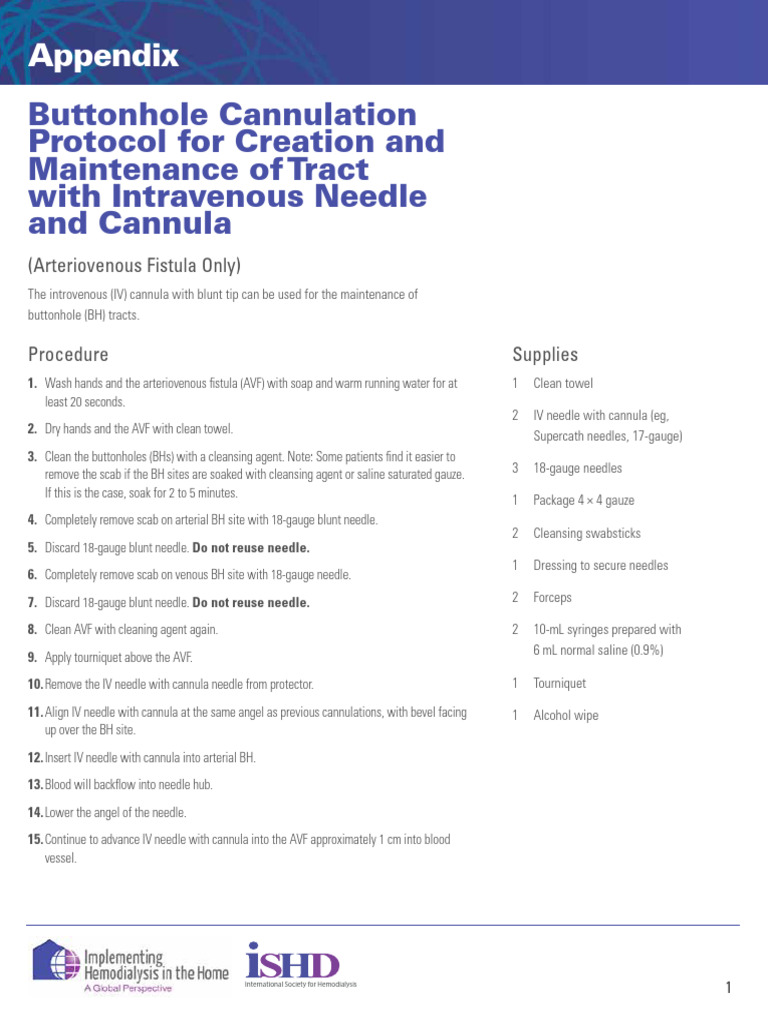 Module 7 Apdx BHProtocolforIVNeedle | PDF | Intravenous Therapy | Medical Equipment