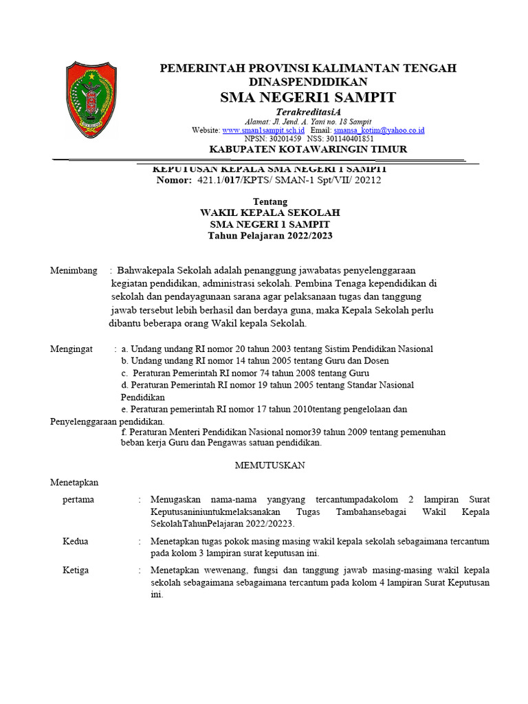 SK Wakasek Sman 1 SPT - 2022 | PDF