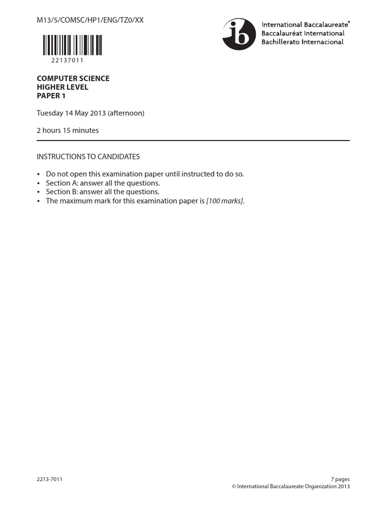 Computer Science Paper 1 HL | PDF | Computing | Computer Science