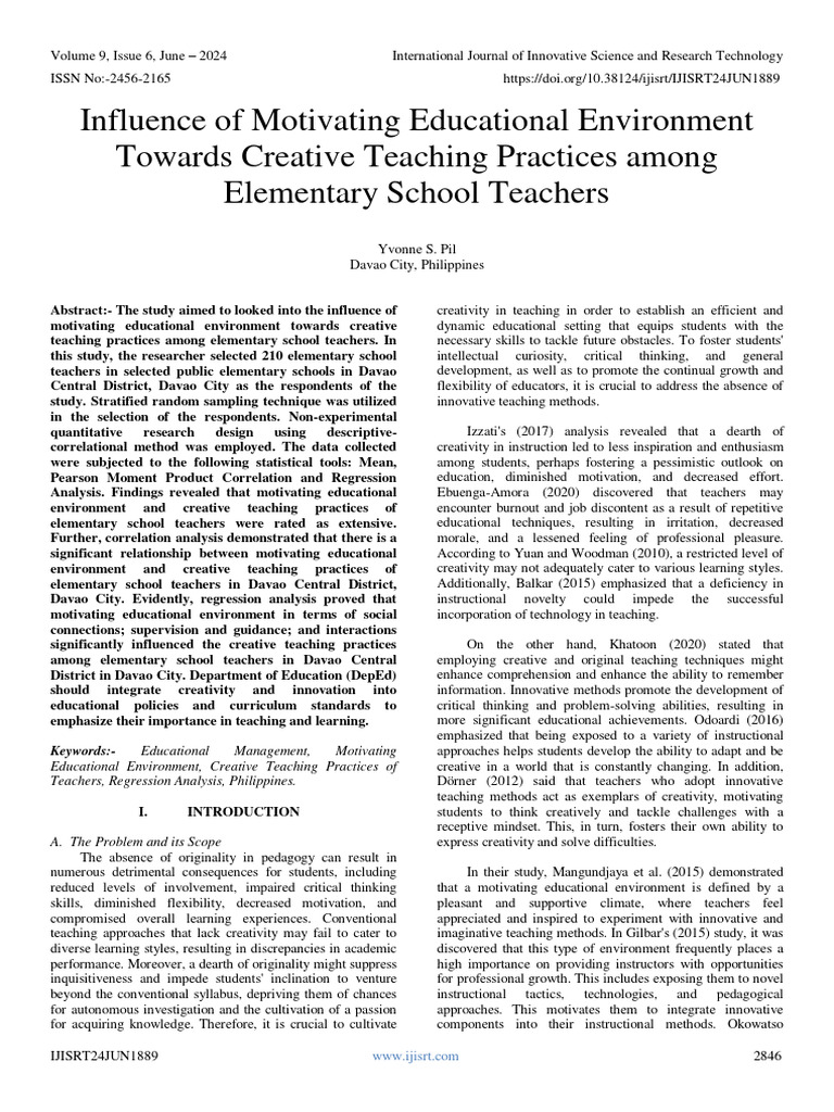 Influence of Motivating Educational Environment Towards Creative ...