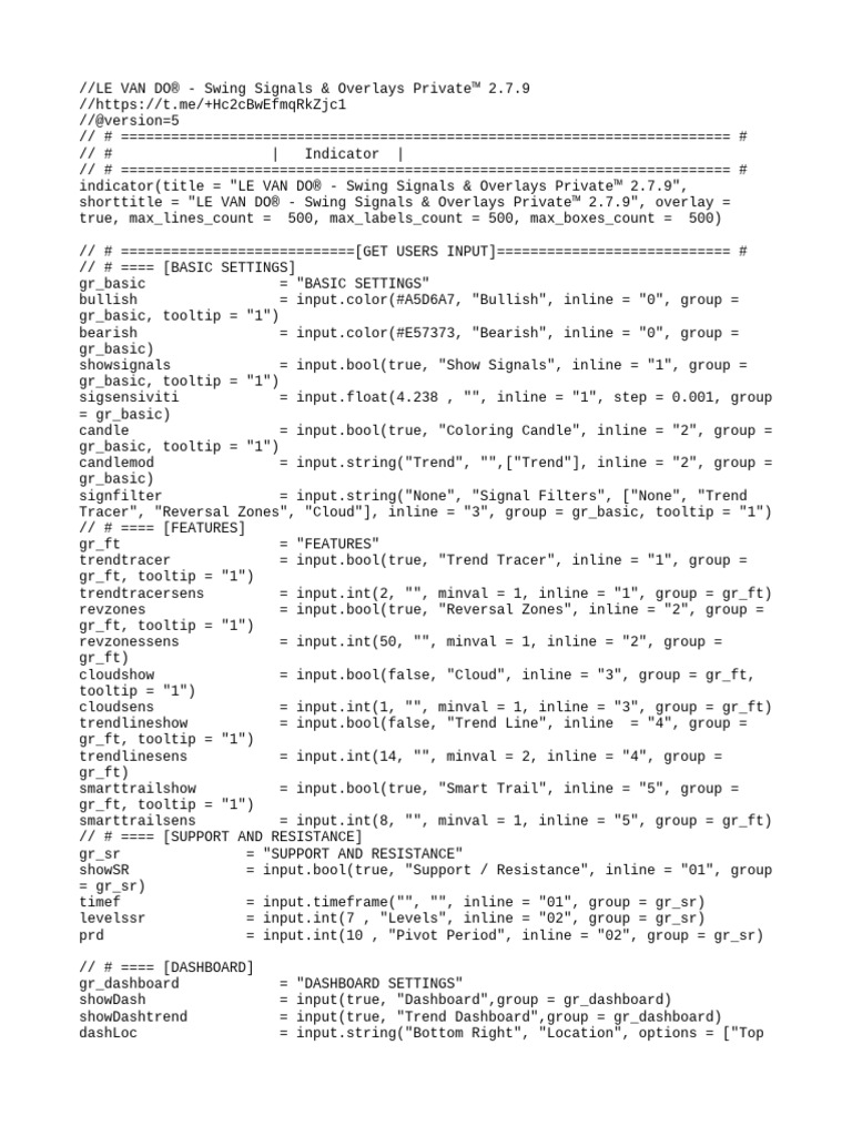 LE VAN DO® - Swing Signals & Overlays Private™ 2.7.9 | PDF | Market ...