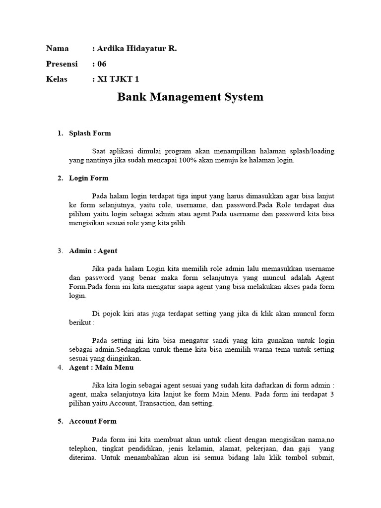 Bank Management System | PDF
