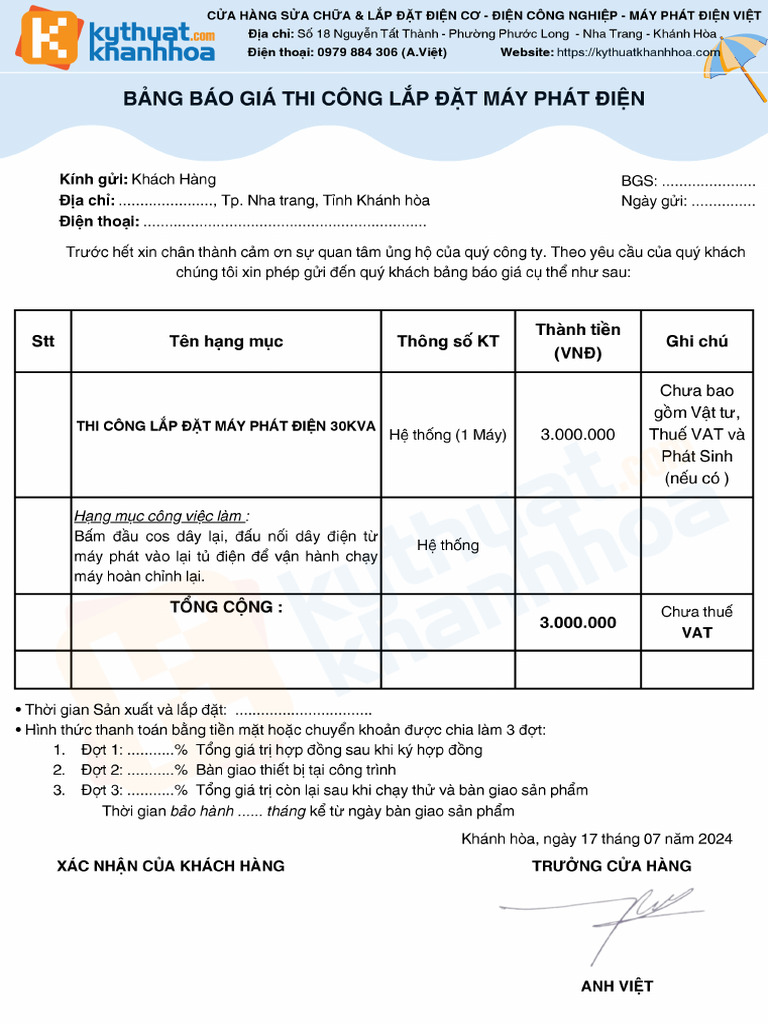 Bao Gia Lap Dat May Phat | PDF