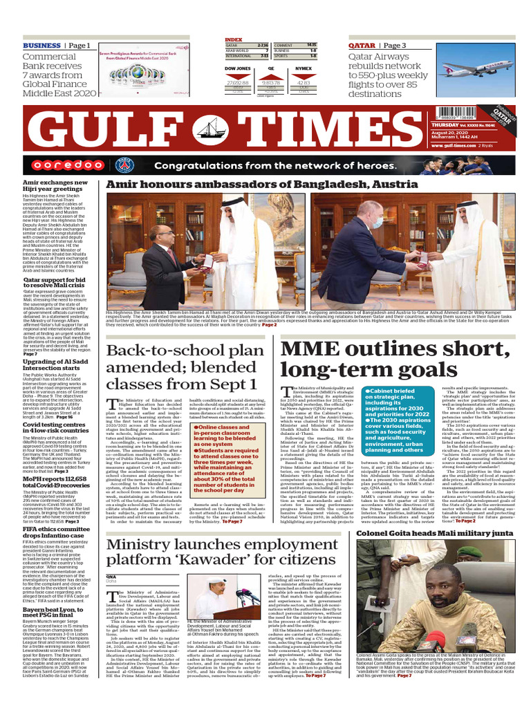 Gulf Times - 20-08-2020 | PDF | Qatar | Transport