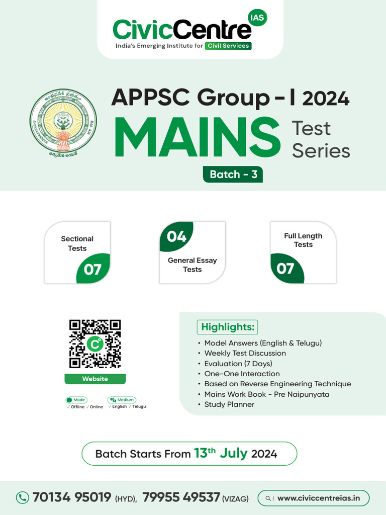 APPSC Group 1 Mains Test Series 2024 | PDF | Biotechnology | Climate Change