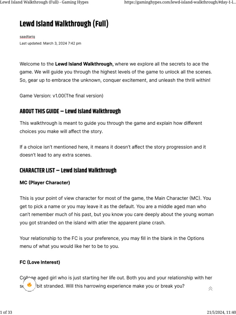 Lewd Island Walkthrough (Full) - Gaming Hypes | PDF