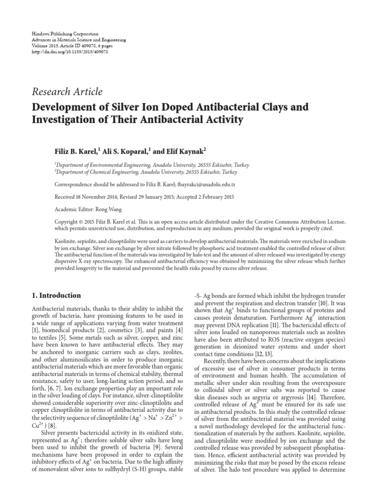 Development of Silver Ion Doped Antibacterial Clay | PDF | Silver ...