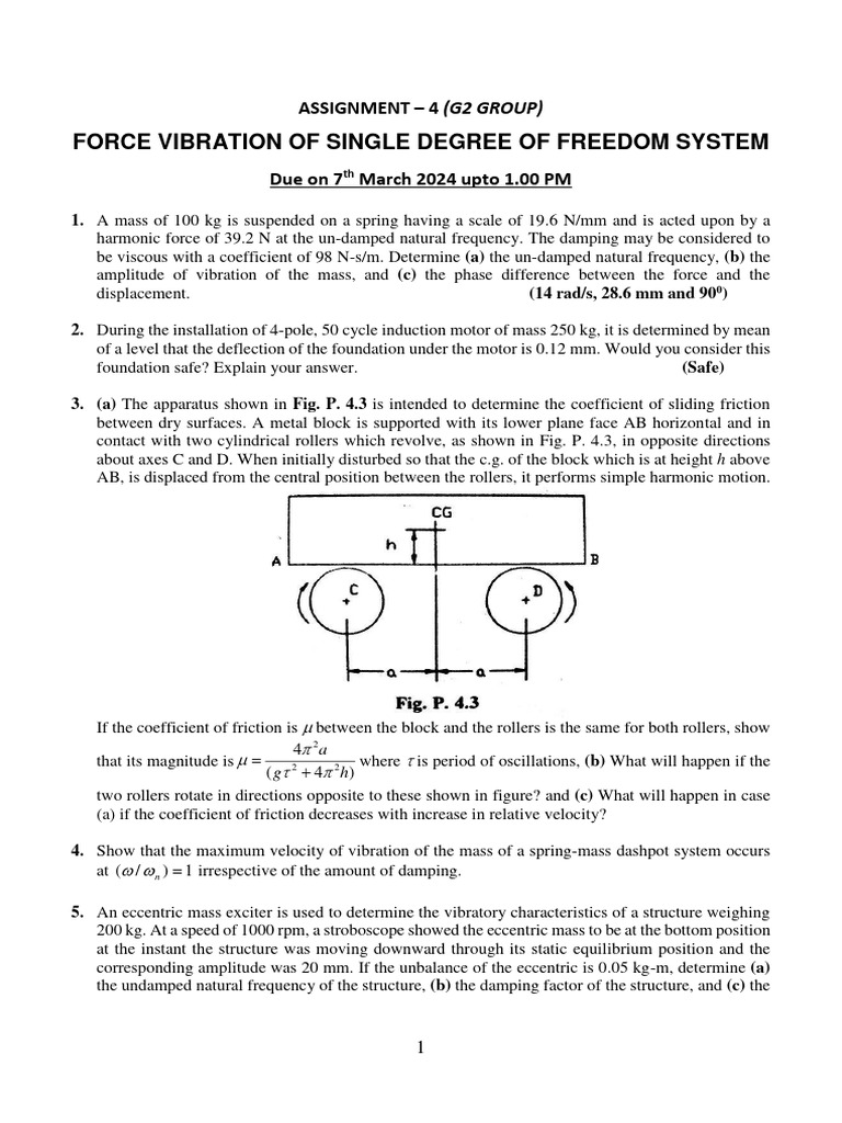 Assignment No 4 2324 | PDF | Damping | Oscillation